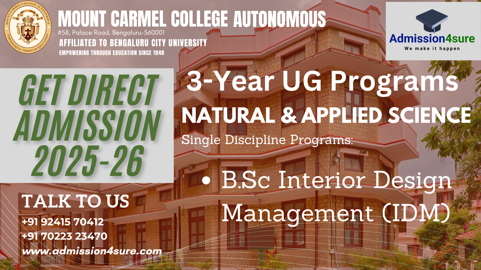 get direct admission in b.sc programs at mount carmel college (MCC ...